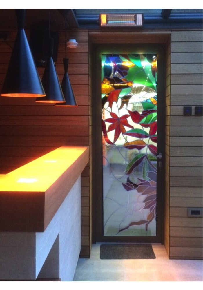 Vitraliu cu model de frunze