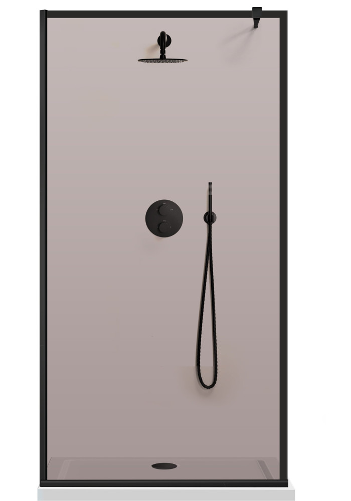 Paravan cabina de dus, sticla bronz, 8 mm, model:FRAME black