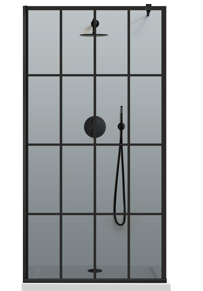 Paravan cabina de dus Walk in, sticla gri, 8 mm, model RANK