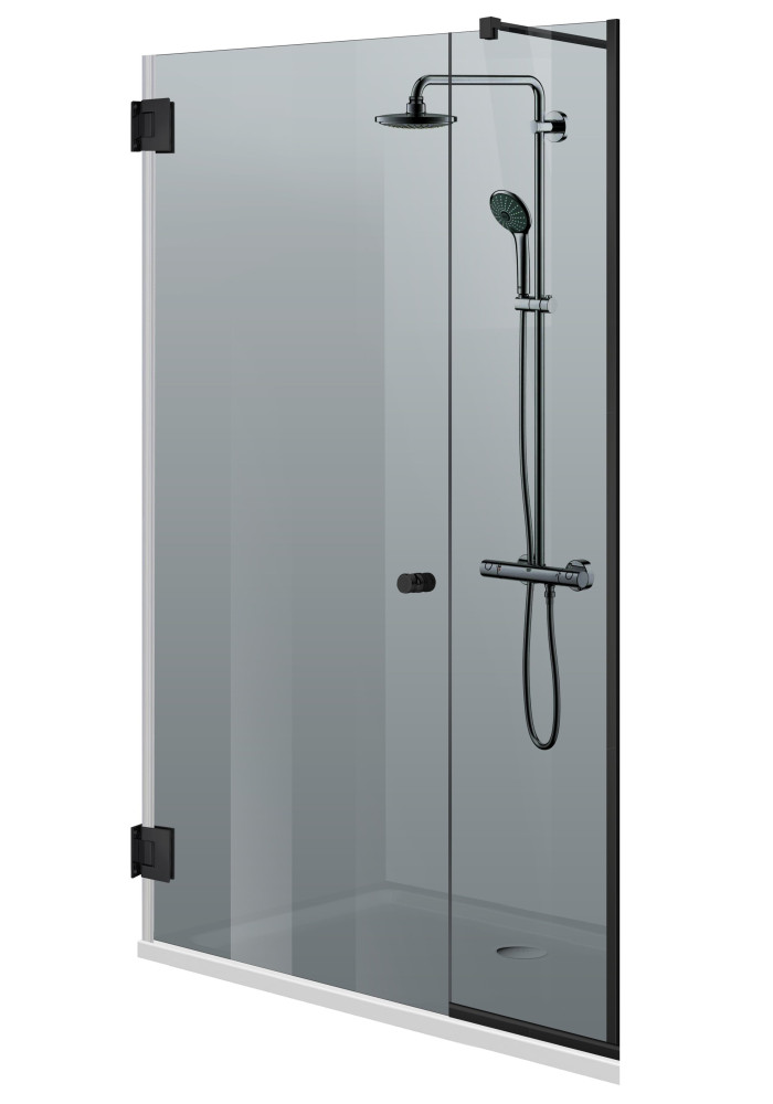 Paravan cabina de dus Walk in, AQUA LINE BLACK sticla gri, 8 mm