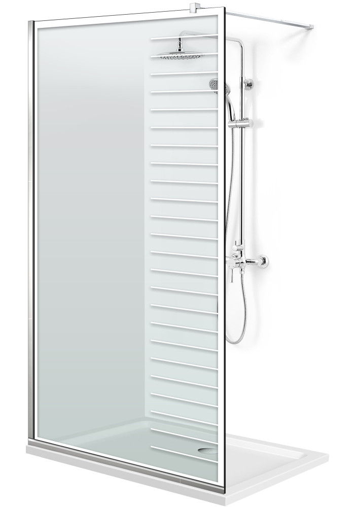 Paravan cabina de dus Walk In, profil negru din sticla securizata cu ...