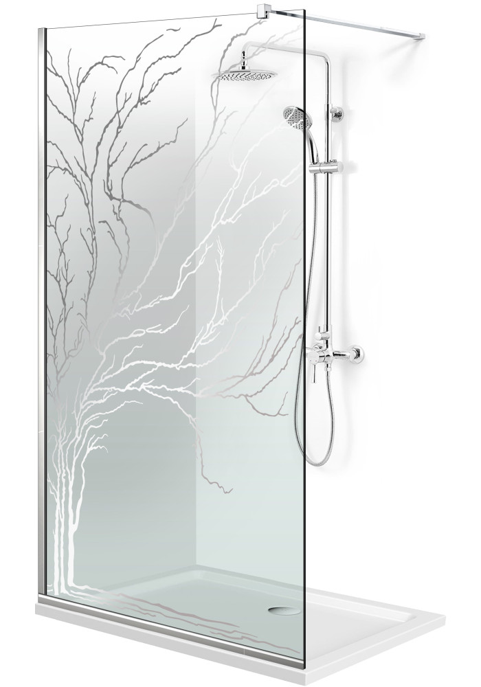 Paravan cabina de dus Walk in, sticla clara, 8 mm, model Tree