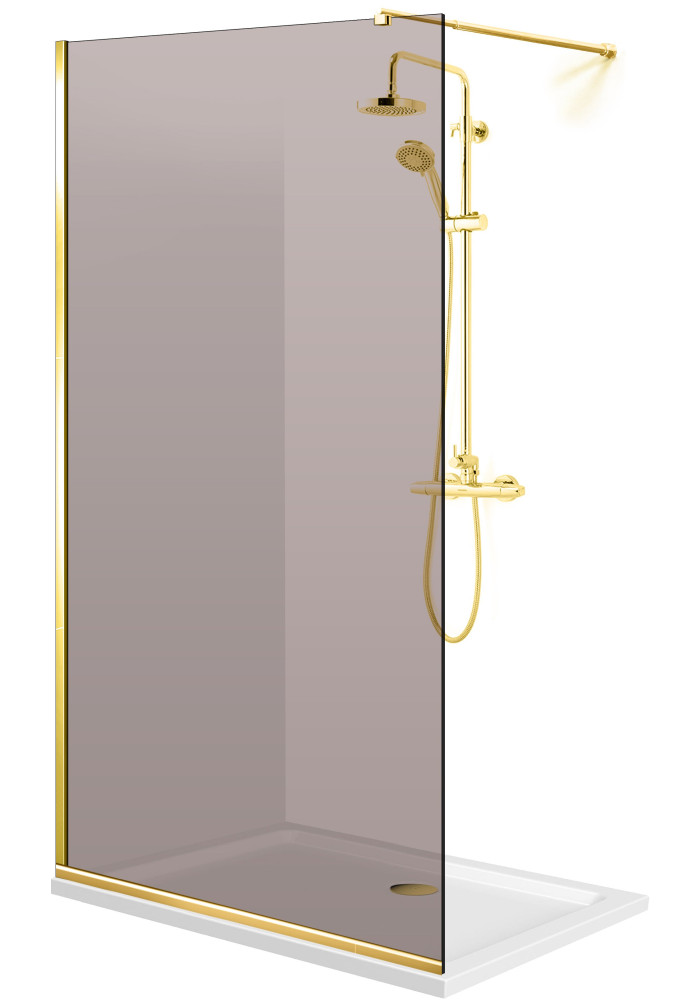 Paravan cabina de dus Walk in, sticla bronz, 8 mm