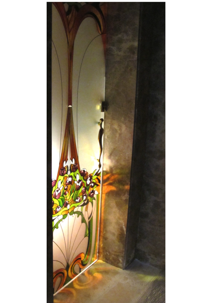 Geam decorativ tip vitraliu pt usa, model ART NOUVEAU