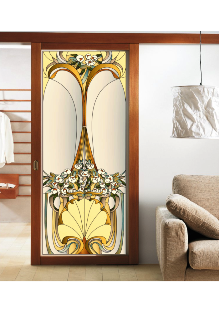Geam decorativ tip vitraliu pt usa, model ART NOUVEAU