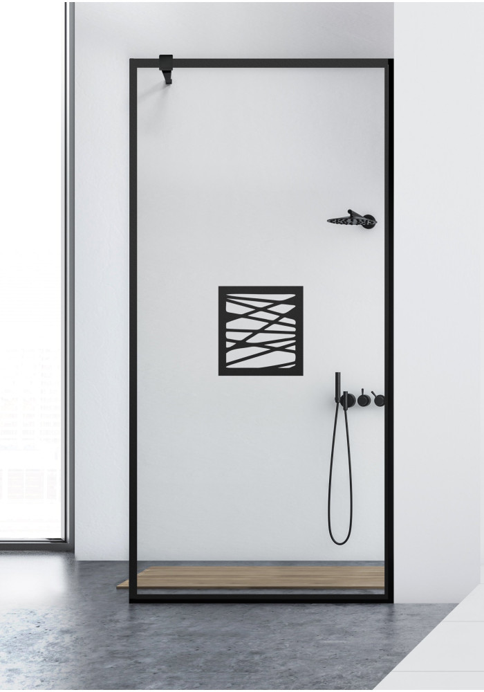 Paravan cabina de dus Walk In, profil negru din sticla securizata cu ...