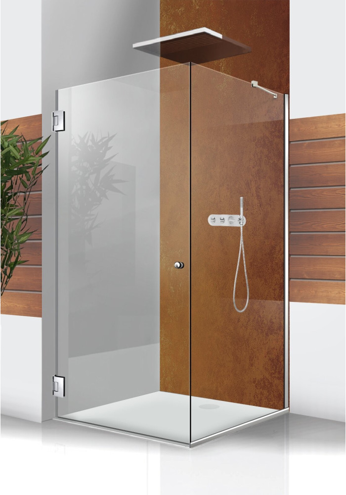 Cabina de dus, colt, patrata, 90x100 sticla clara, 8mm, model: QUELLE ...