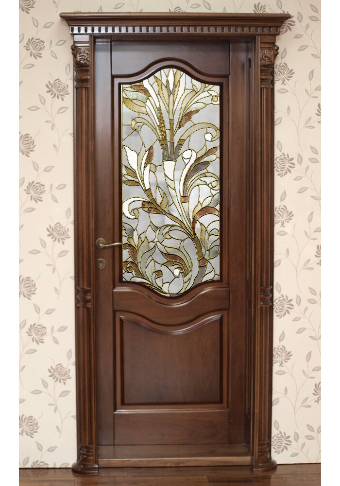 Geam decorativ pentru usi interioare, vitraliu, model Clasic