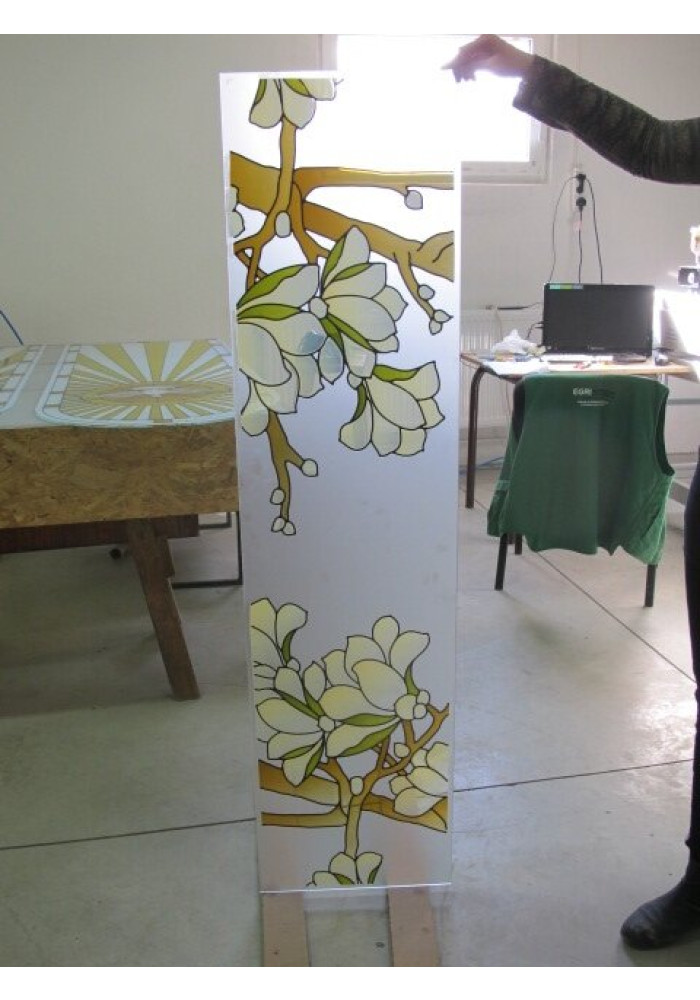 Geam decorativ pentru usa interioara, model MAGNOLIA OLIV