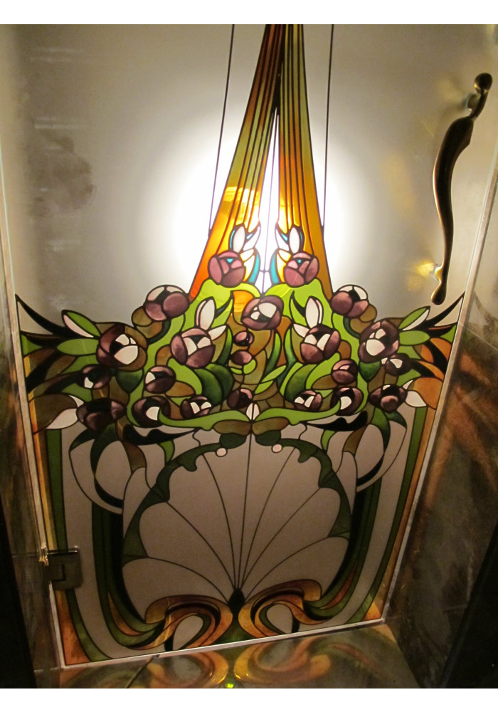 Geam decorativ tip vitraliu pt usa, model ART NOUVEAU