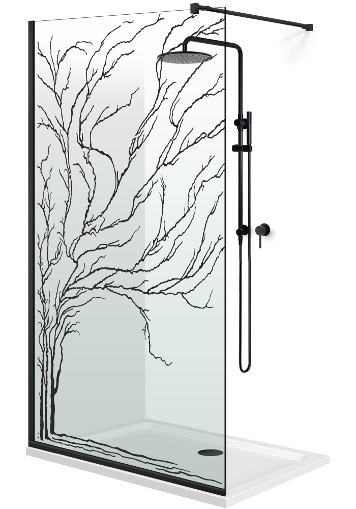 Paravan cabina de dus Walk in, sticla clara, 8 mm, model TREE