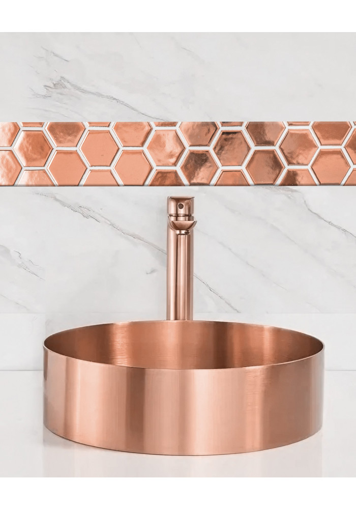Lavoar INOX rose gold Aqua Roy ZenSink, rotund, montabil pe blat