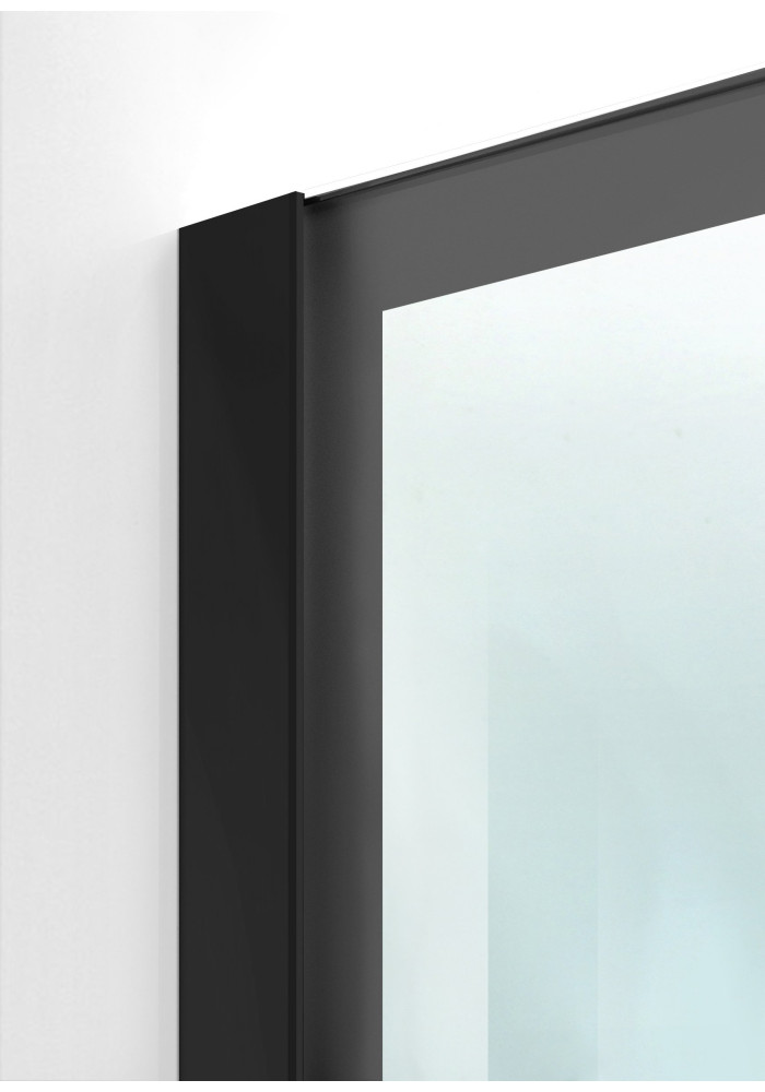 Paravan cabina de dus Walk In, profil negru din sticla securizata cu ...