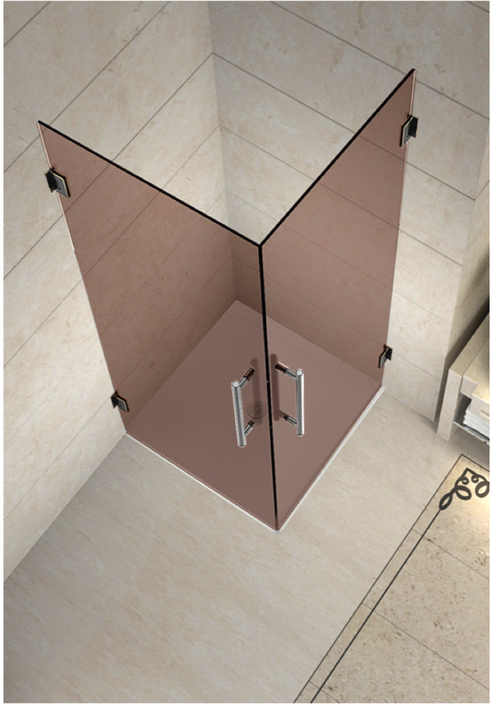 Cabina de dus cu doua usi, 80x80 sticla bronz, 8 mm, model: QUELLE DUO