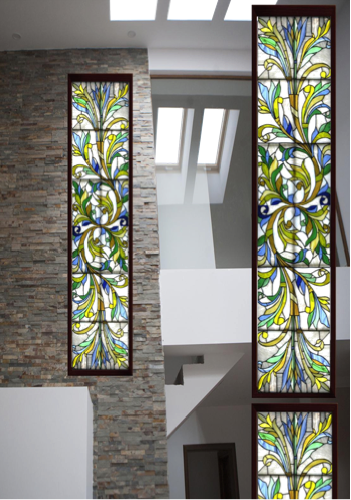 vitraliu is stil clasic, cu model, vitralii model floral, cununa de ...