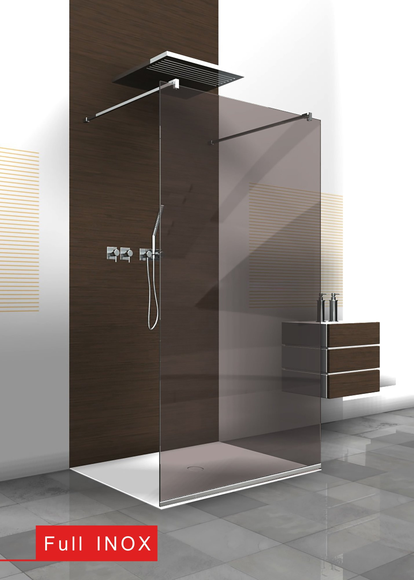 Paravan cabina dus Walk in in stil modern, intrare dubla laterala ...