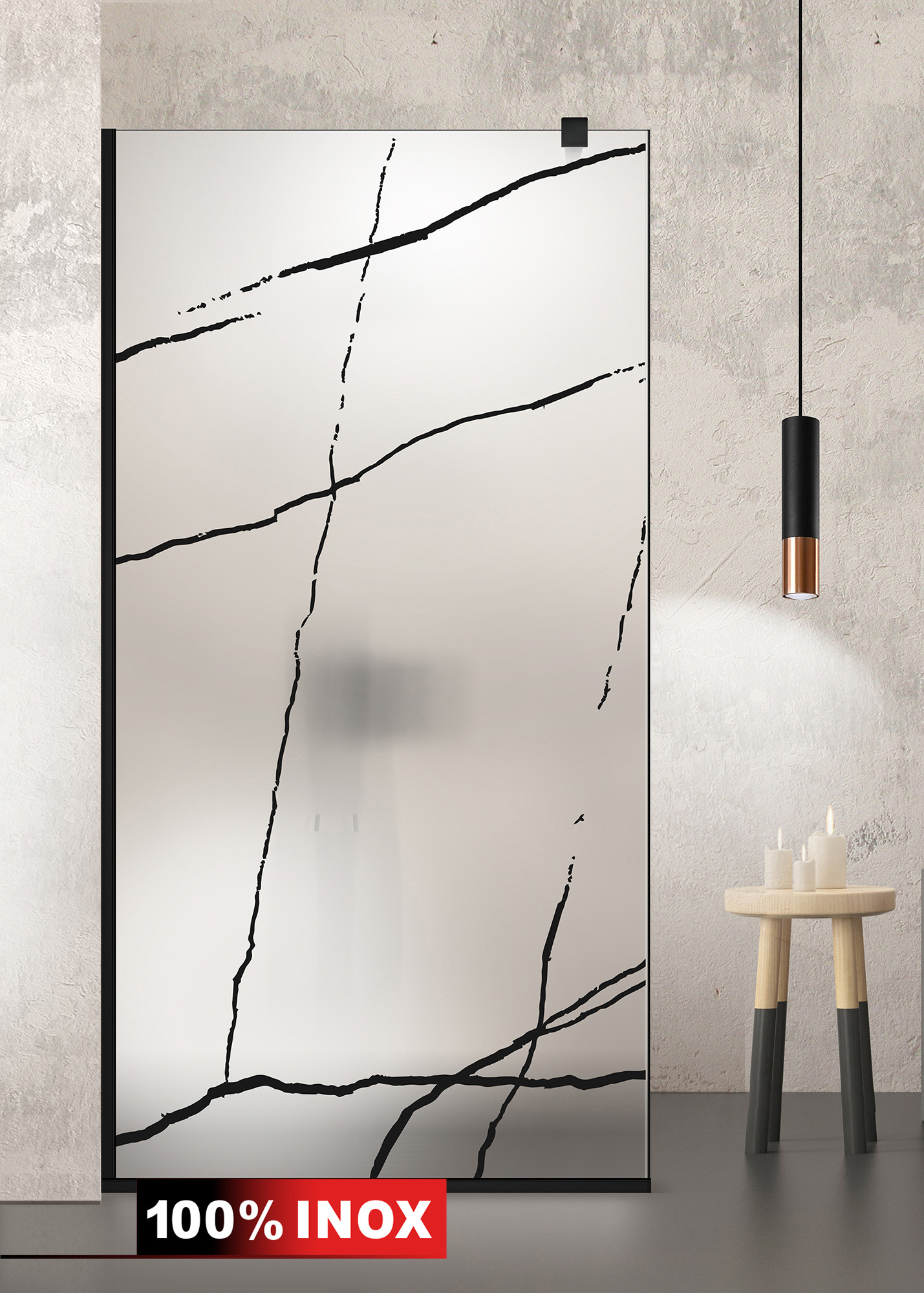 Paravan cabina de dus Walk in, sticla mata, 8 mm, model MARBLE