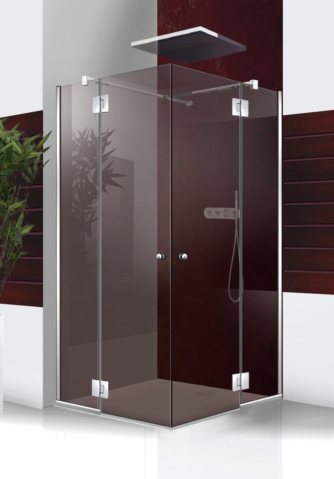 Cabina de dus colt, 90x110 sticla bronz, 8 mm, model: CLEAR SENSATION