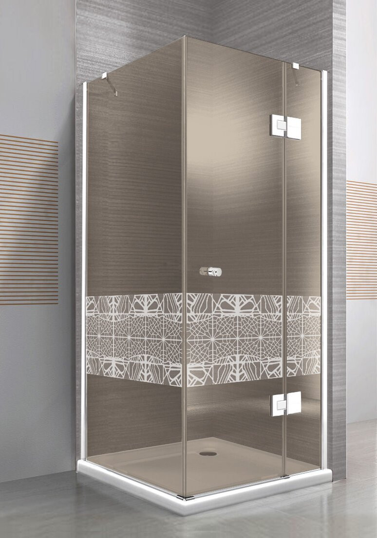 Cabina de dus colt, patrata, sticla bronz, 8 mm, model: CLEAR SENSATION ART