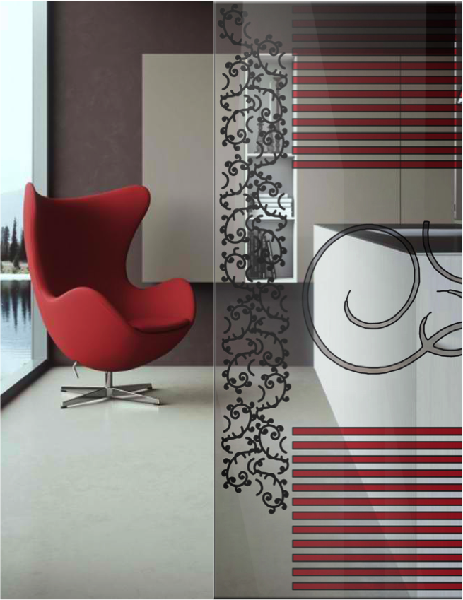 Vitraliu modern tip paravan decorativ, model Art-Deco